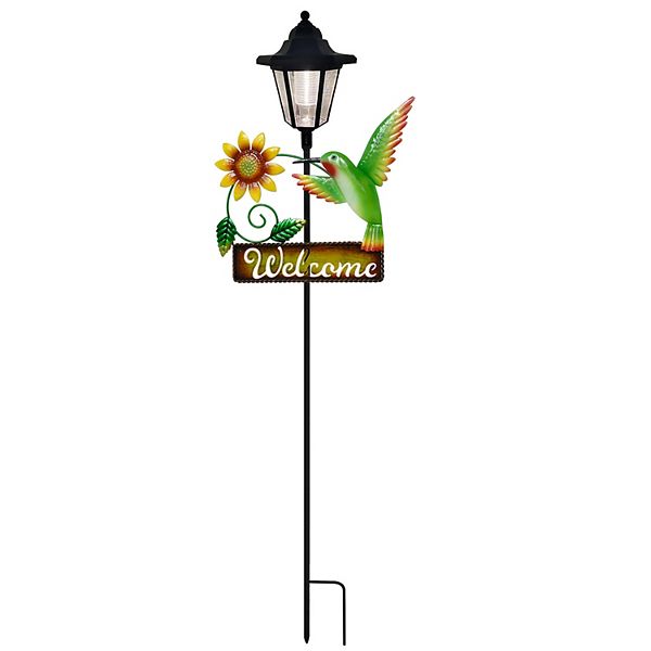 Crosslight Welcome Hummingbird Solar Light Garden Stake