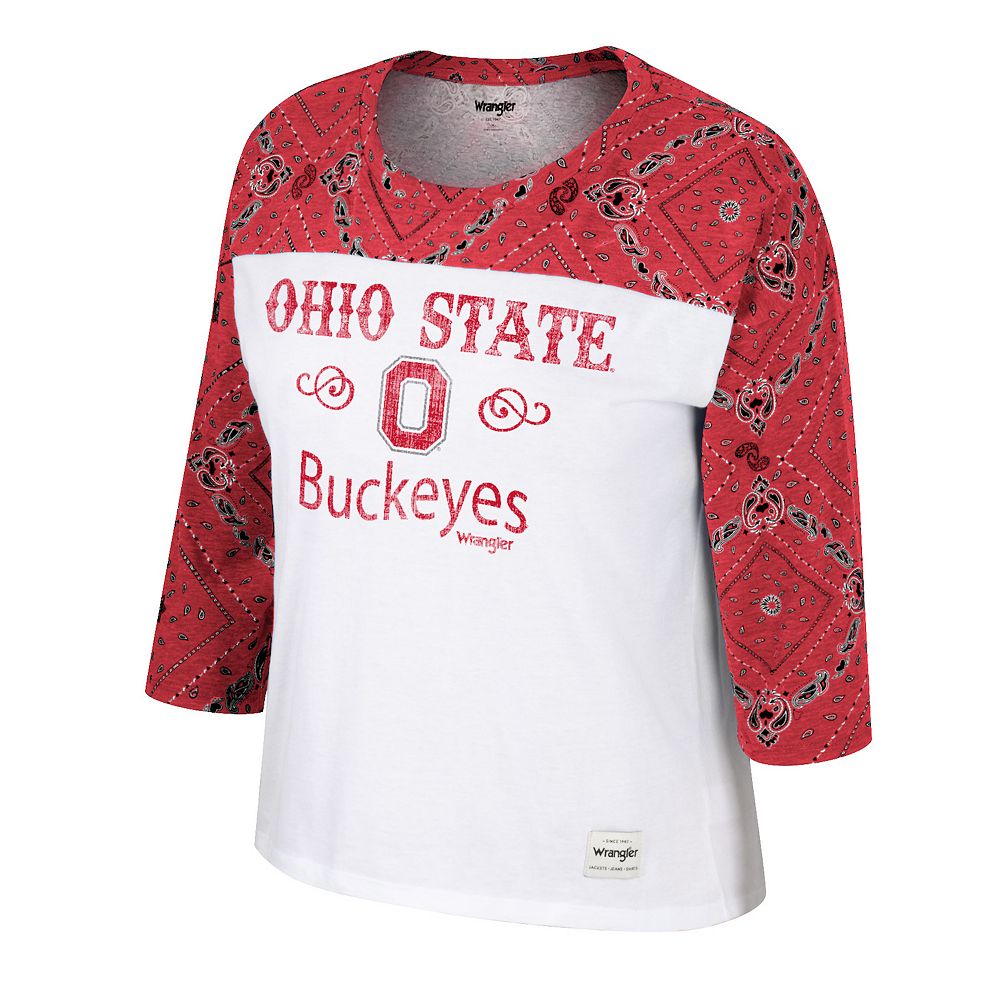 Women's Ohio State Buckeyes Wrangler Barrel Race 3/4 Sleeve Tee