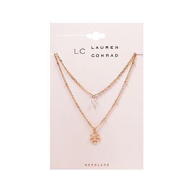 LC Lauren Conrad Crystal Snowflake Double Strand Pendant Necklace