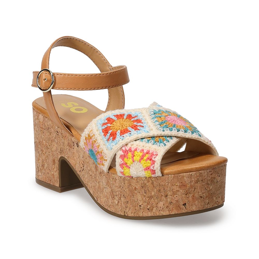 SO® Crochet Cross Band Women's Wedge Sandals