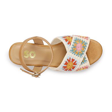 SO® Crochet Cross Band Women's Wedge Sandals
