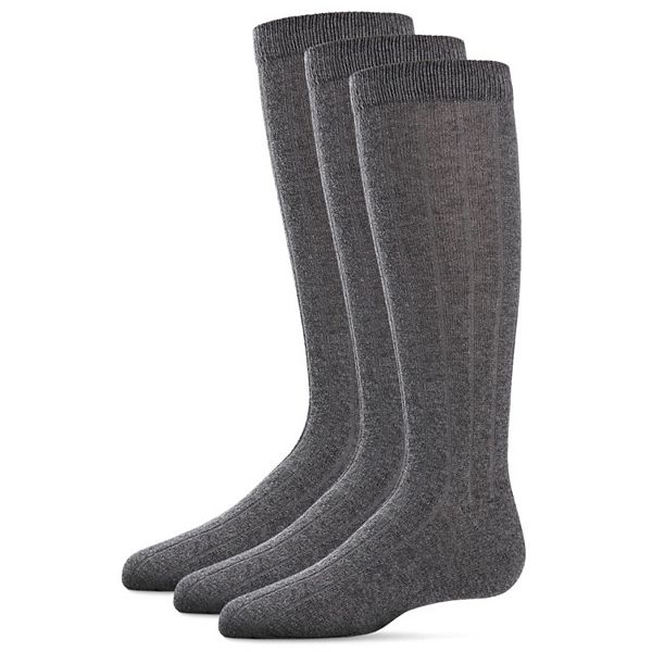 3 Pair Boys Basic Cotton Blend Ribbed Crew Socks