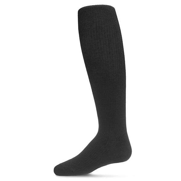 Pinned Ribbed Cotton Blend Girls Tights