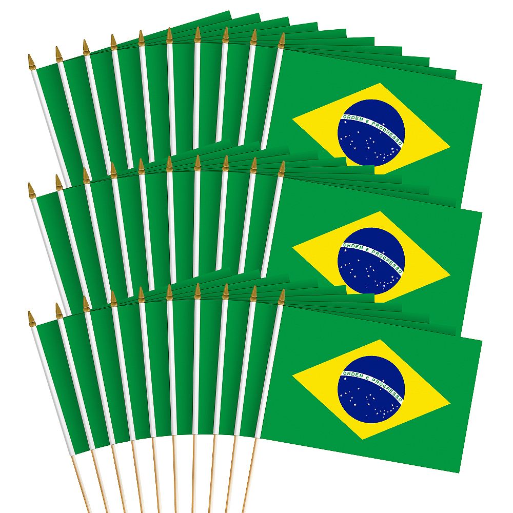 G128 Brazil 150D Handheld Flag 30PK