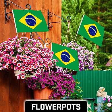 G128 Brazil 150D Handheld Flag 30PK