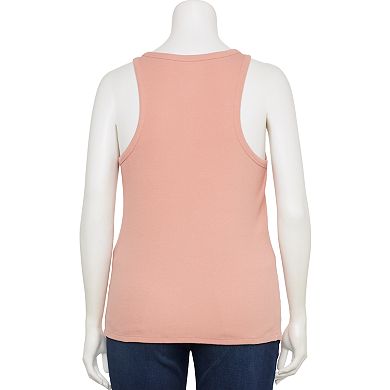 Juniors' Plus Size SO® Rib Henley Tank Top