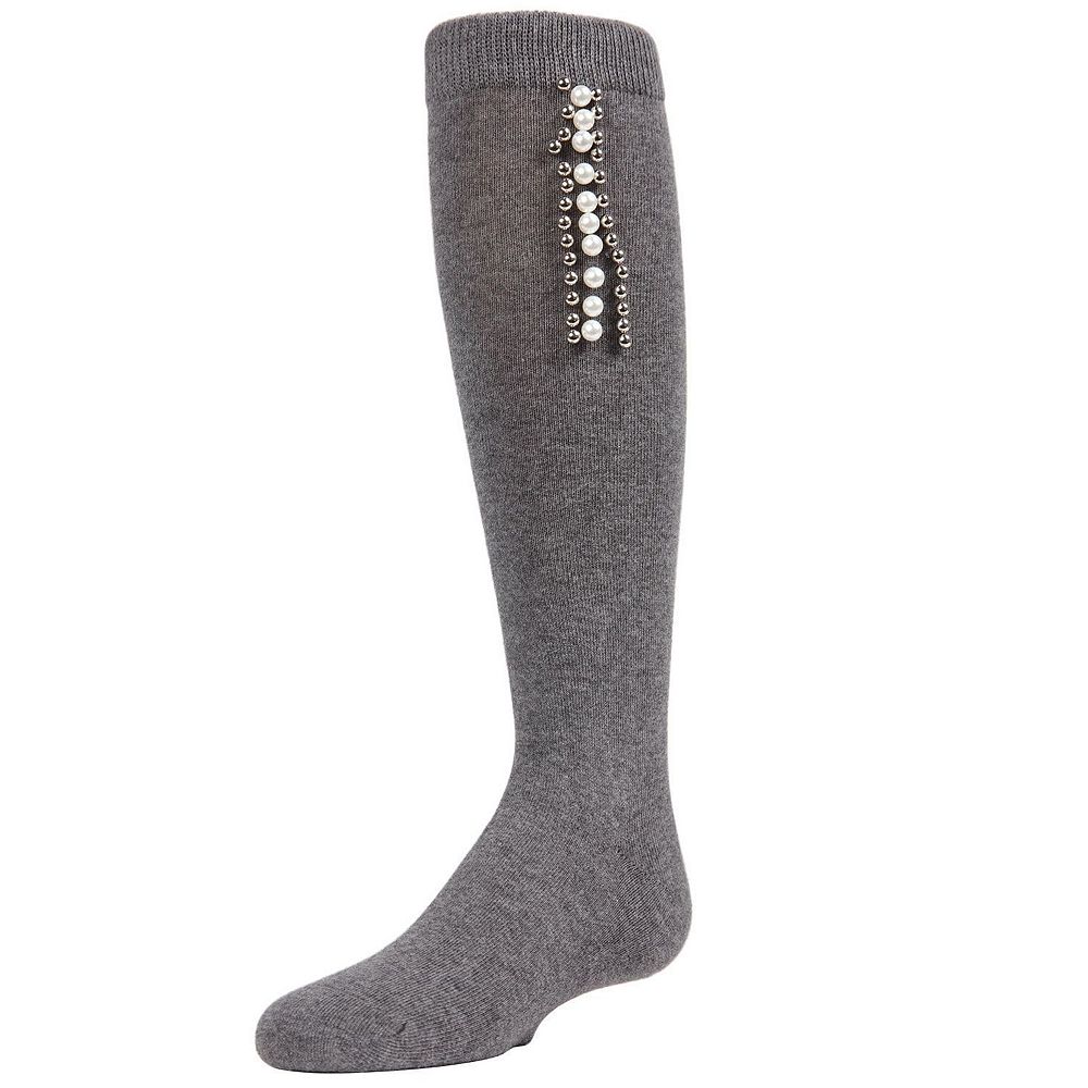 Pearls and Stripes Jeweled Girls Knee High Socks
