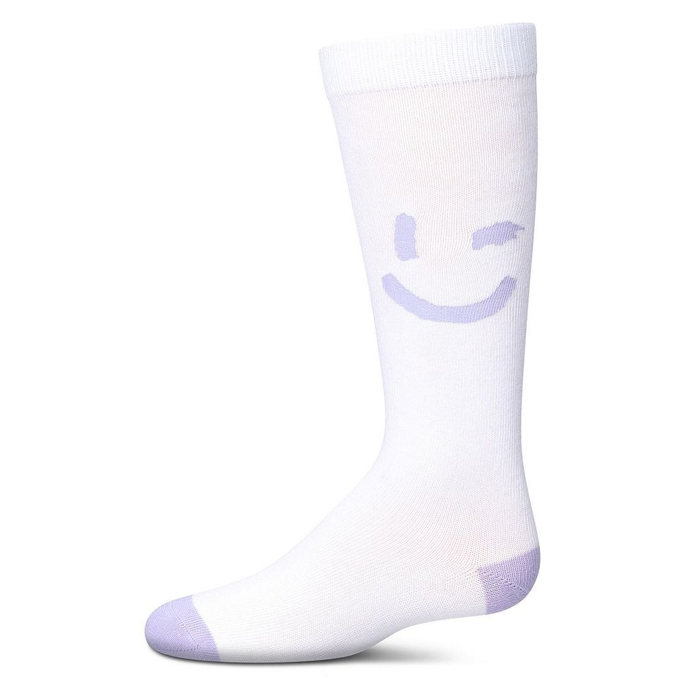 Girls' Air Brush Winking Smiley Cotton Blend Knee High Sock