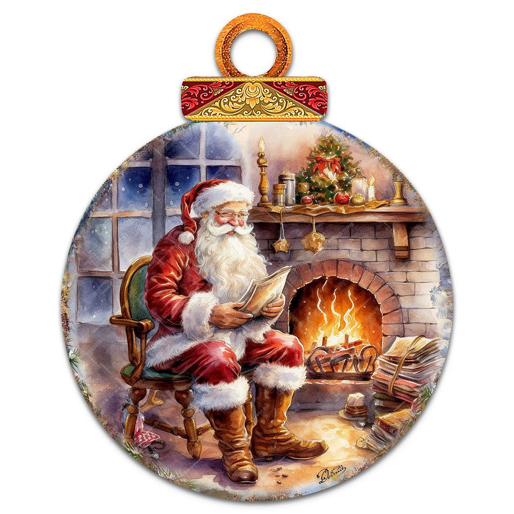Santa at the Fireplace Holiday 24-Inch Door Decor by G. DeBrekht ...