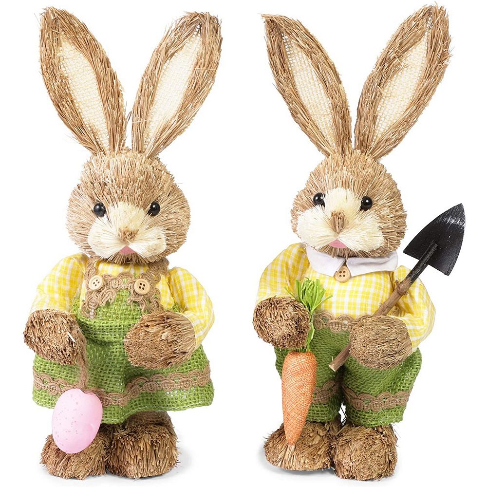 2x Easter Standing Bunny Statues Rabbit Figurines for Party and Home ...