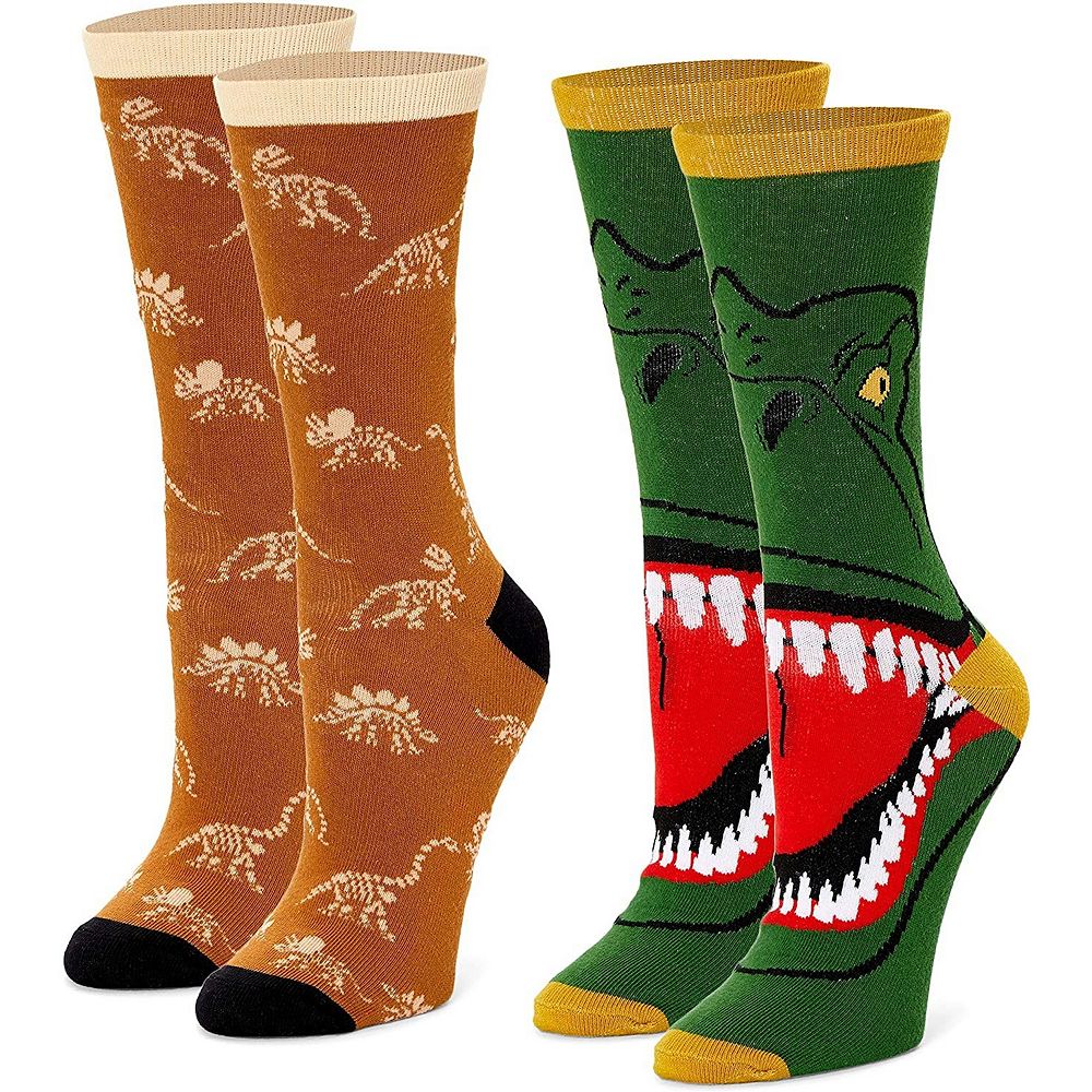 Dinosaur Socks for Men and Women, Novelty Sock Set (One Size, 2 Pairs)
