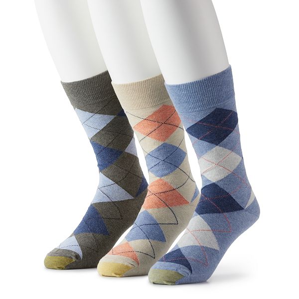 Men's GOLDTOE® 3-pack Carlyle Argyle Crew Fashion Socks