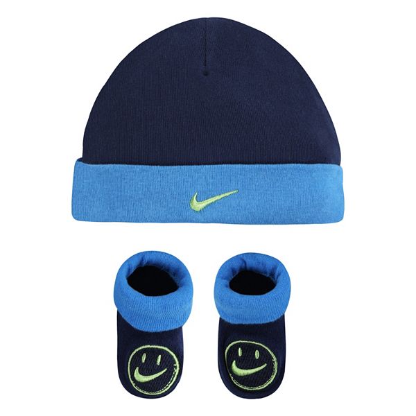 Baby Nike Hat & Smiley Face Booties Set