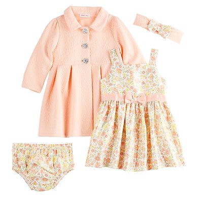 Baby Girl Little Lass 4-Piece Coat, Dress, Bloomers & Headband Set