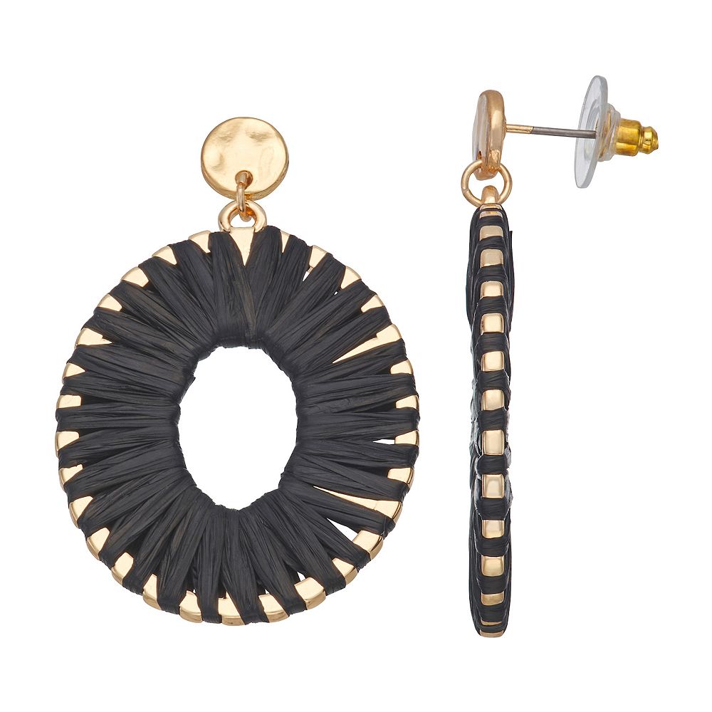 Sonoma Goods For Life® Gold Tone Raffia Wrap Drop Earrings