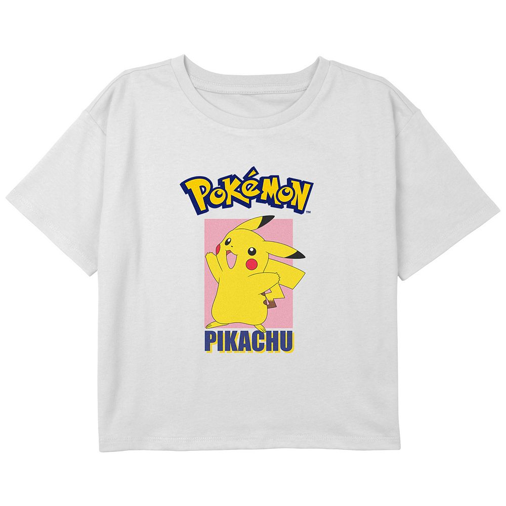 Girls Pokemon Pikachu Pose Boxy Cropped Graphic Tee