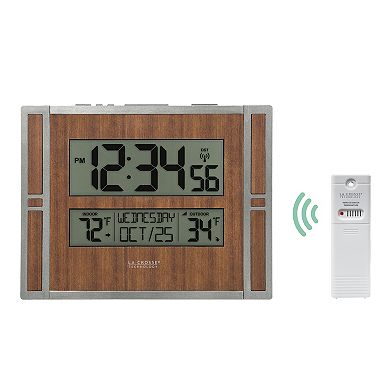 La Crosse Technology Atomic Digital Wall Clock with Indoor & Outdoor ...