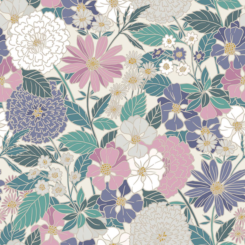 RoomMates Beige Bohemian Floral Peel & Stick Wallpaper