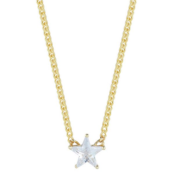 Sunkissed Sterling 14k Gold Over Silver Cubic Zirconia Curb Chain Star ...