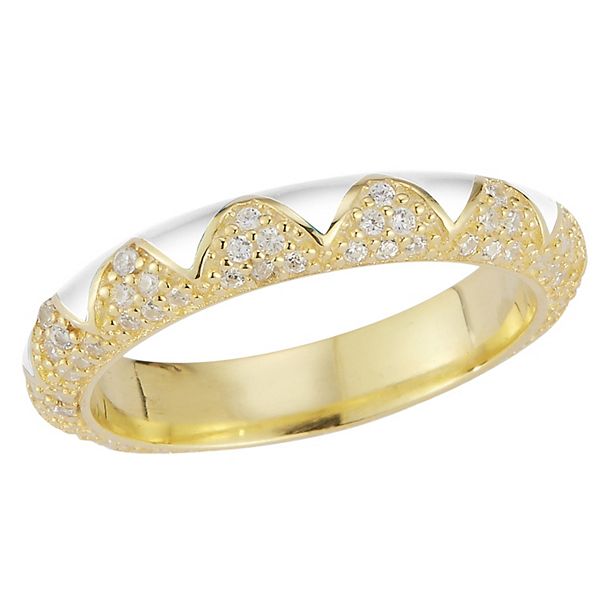 Sunkissed Sterling 14k Gold Over Silver Cubic Zirconia Enamel Zig Zag Ring