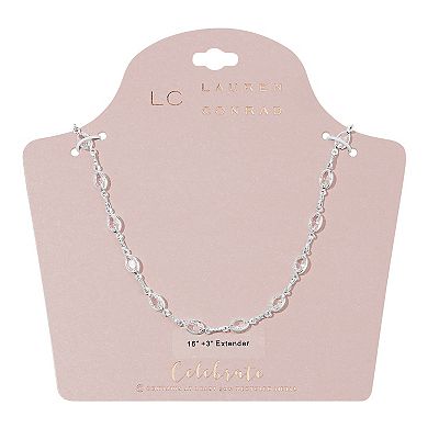LC Lauren Conrad Silver Tone Crystal Station Necklace