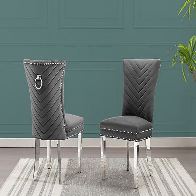 Best Quality Furniture Upholstered V-Shaped Texture Dining Chairs with ...
