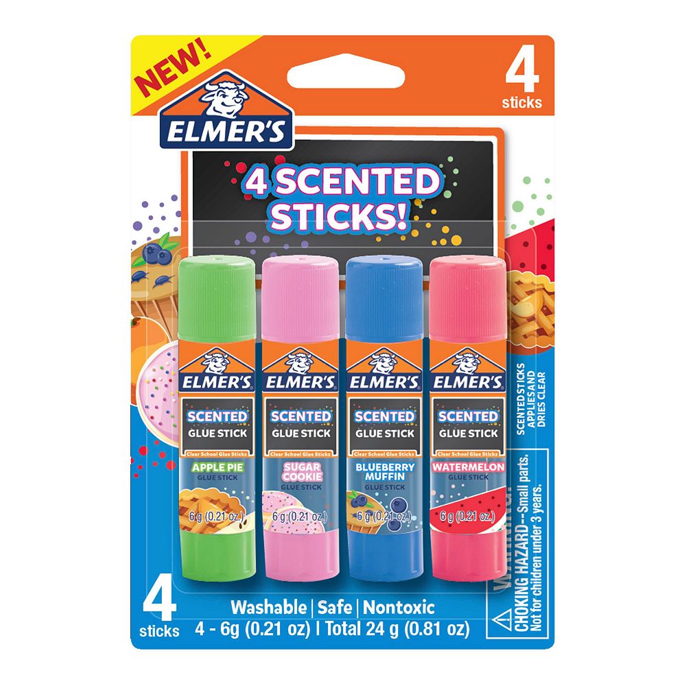 Elmer's® Scented Clear Glue Sticks Assorted Dessert Scents 4-Pack