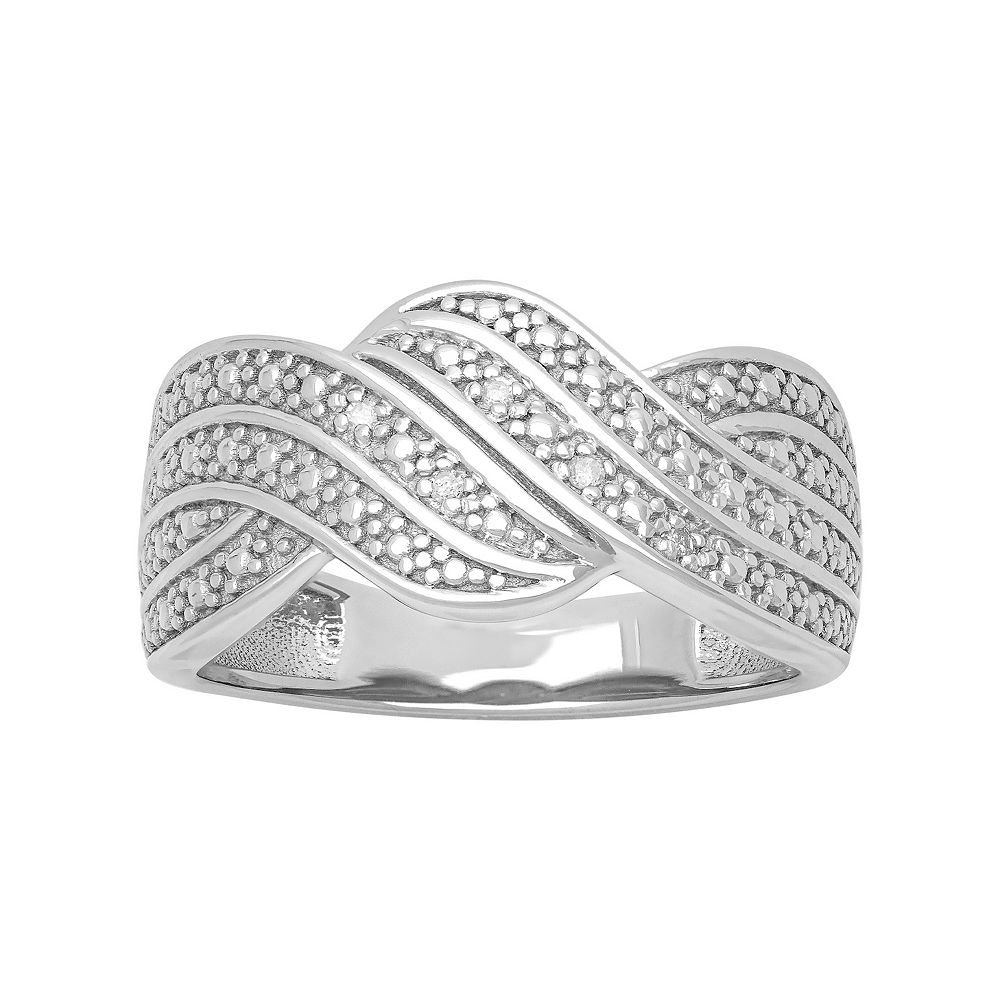 Love Always Sterling Silver Diamond Accent Swirl Band