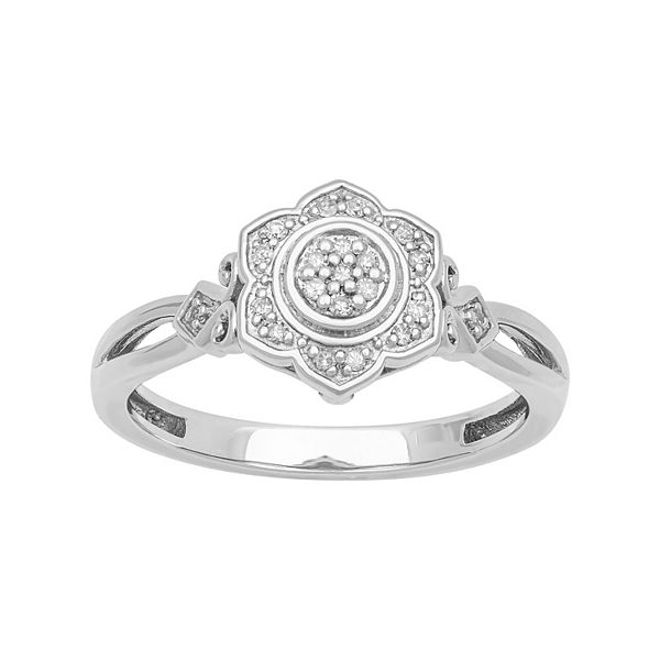 Love Always Sterling Silver Diamond Accent Floral Promise Ring