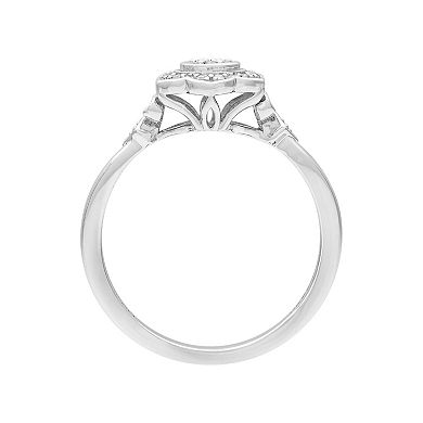 Love Always Sterling Silver Diamond Accent Floral Promise Ring