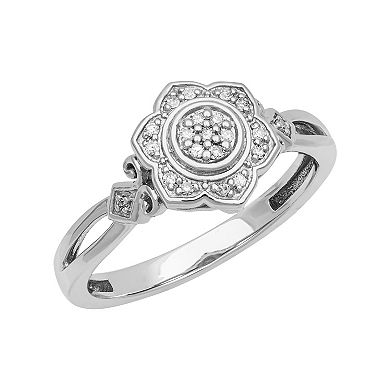 Love Always Sterling Silver Diamond Accent Floral Promise Ring