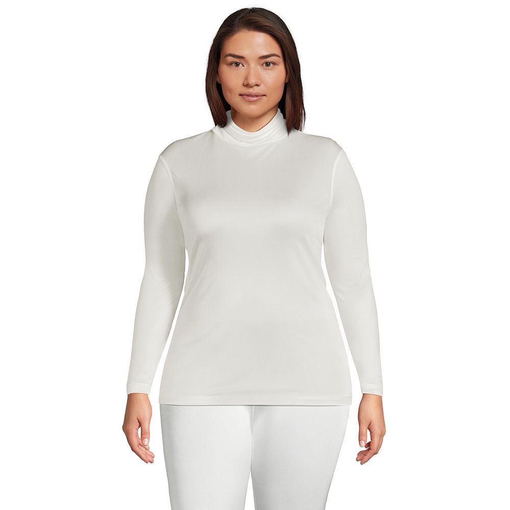 Plus Size Lands' End Silk Interlock Turtleneck Long Underwear Thermal ...