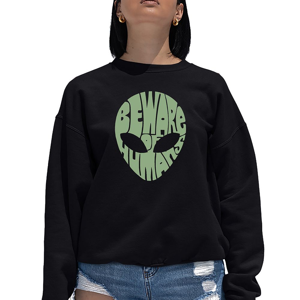 Beware Of Humans - Women's Word Art Crewneck Sweatshirt