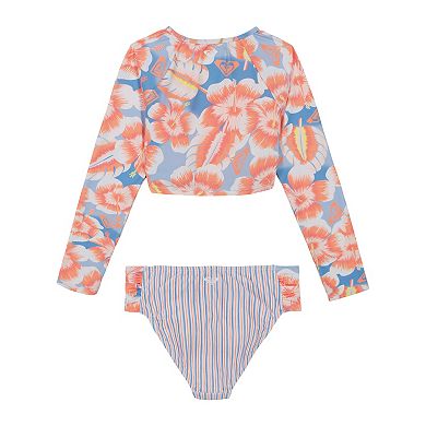 Girls 7-16 Roxy 2-Piece Floral Crop Rashguard Swim Set