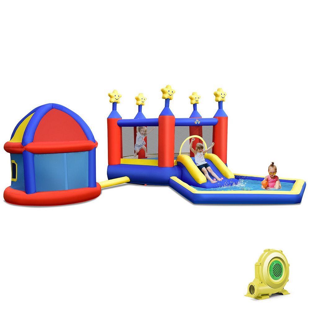 Kids Inflatable Bouncy Castle with Slide Large Jumping Area Playhouse ...