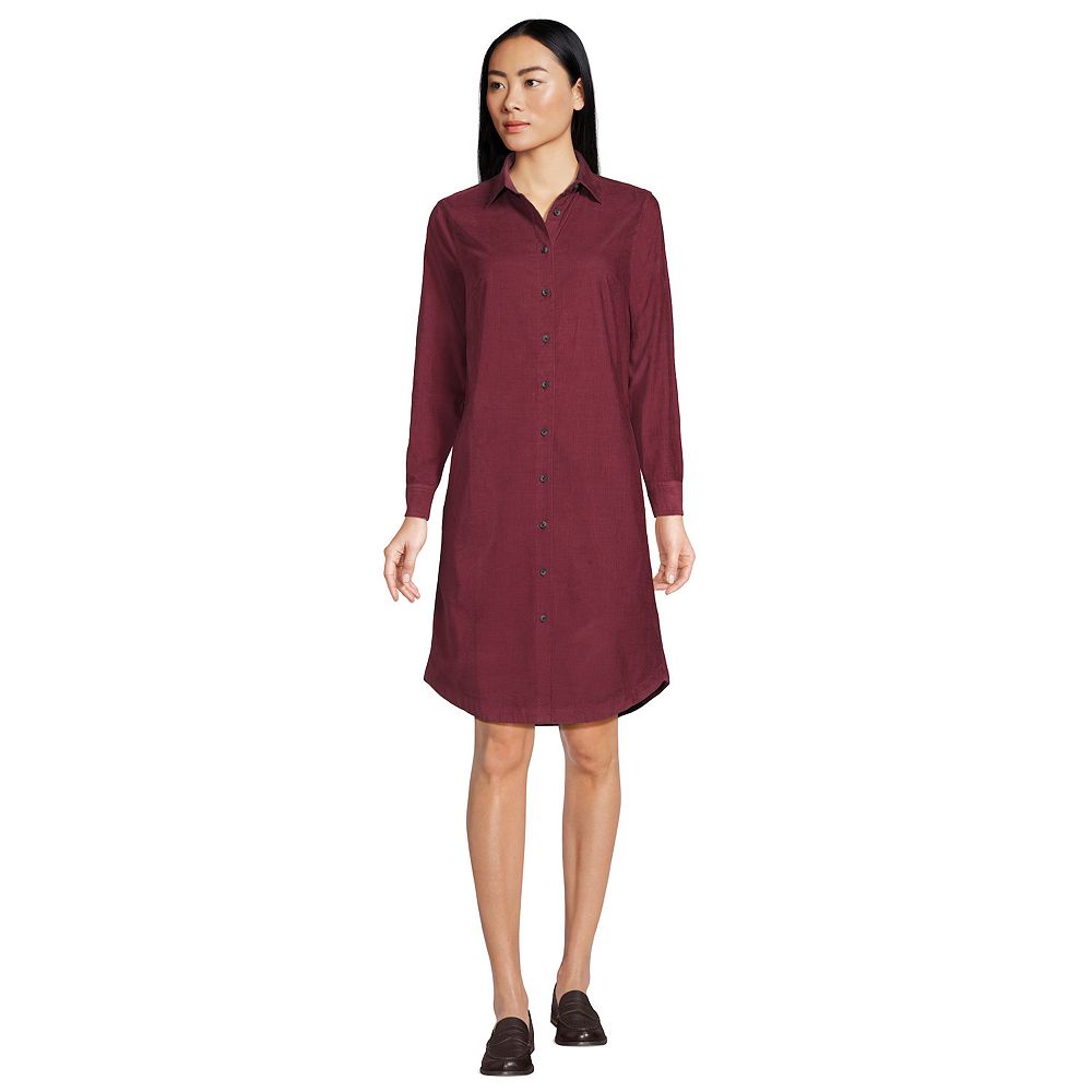 Women's Lands' End Pinwale Cord Button Front Dress