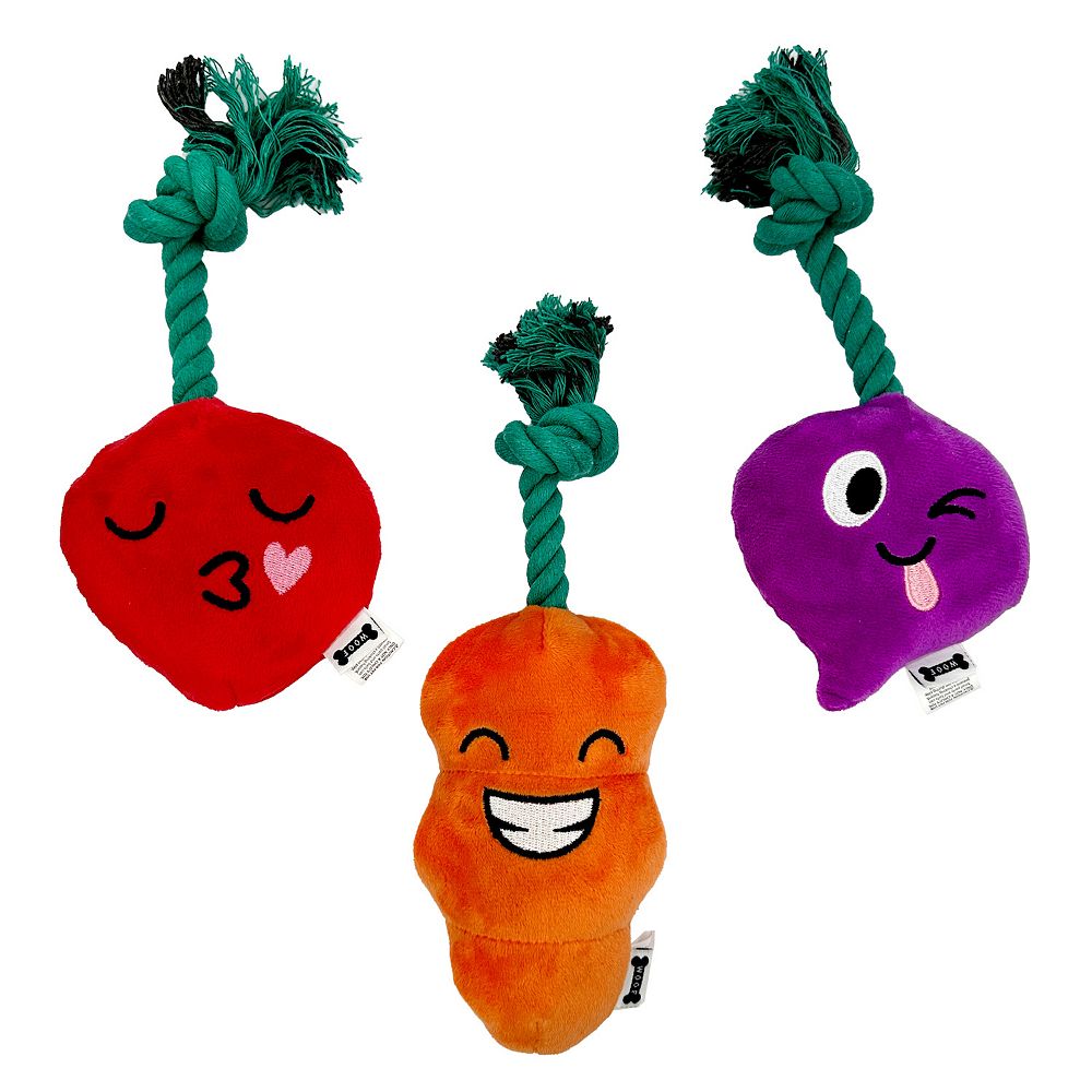 Woof 3-Pack Root Veggie Rope Dog Toy