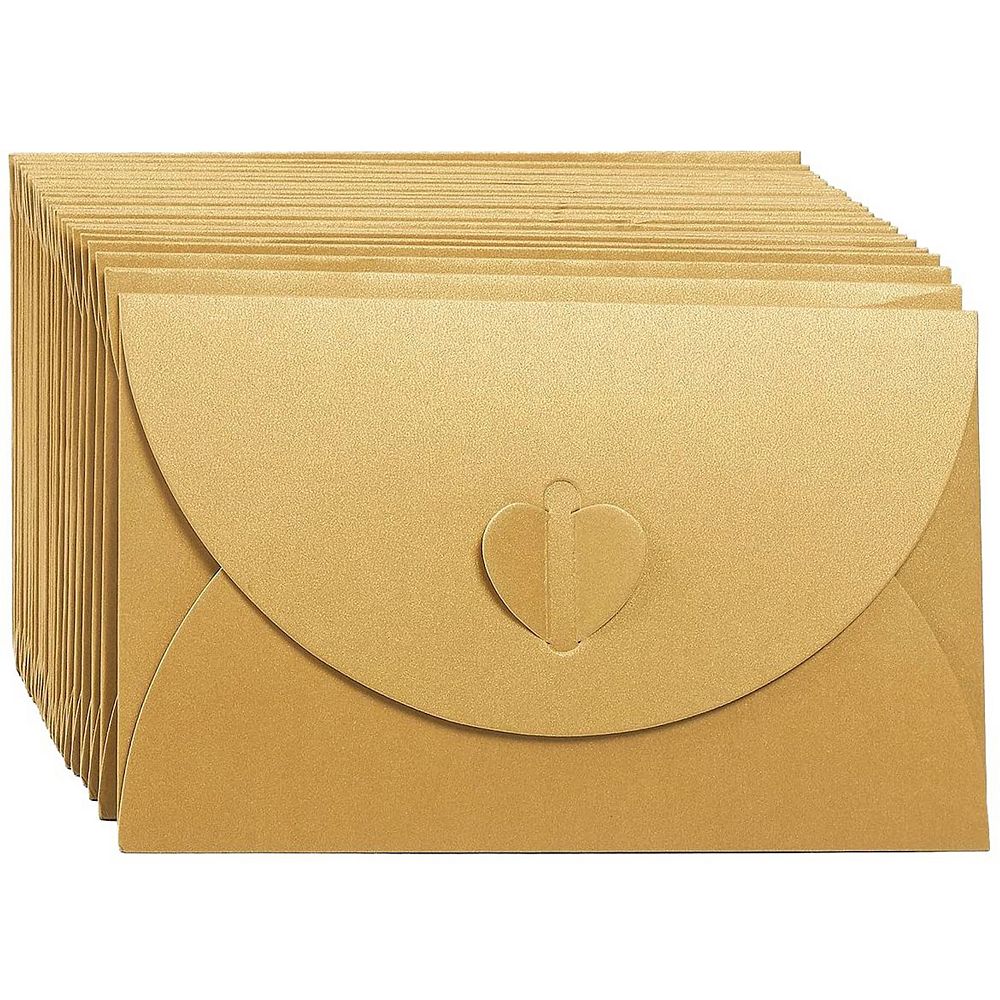 24 Pack Golden Craft Photo Gift Envelopes w/Heart Clasps White Postcard ...