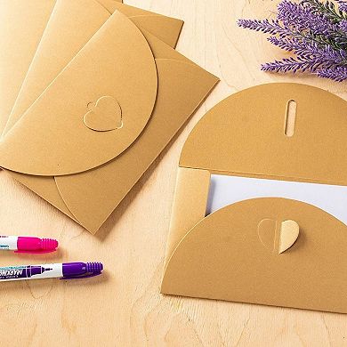 24 Pack Golden Craft Photo Gift Envelopes w/Heart Clasps White Postcard ...