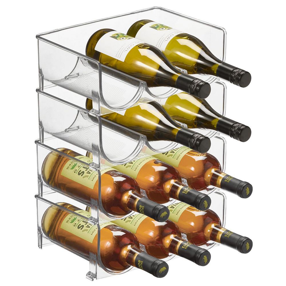mDesign Plastic Free-Standing Stacking 3 Bottle Wine Storage Rack, 4 ...