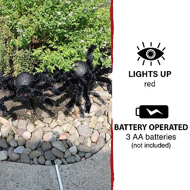 3-Piece Light Up Spider Stakes Halloween Decoration