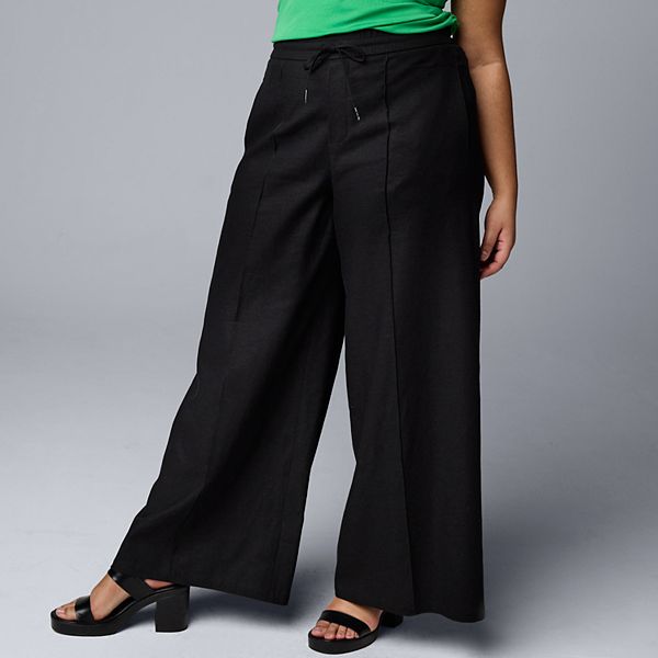 Plus Size Simply Vera Vera Wang Wide Leg Linen Pants