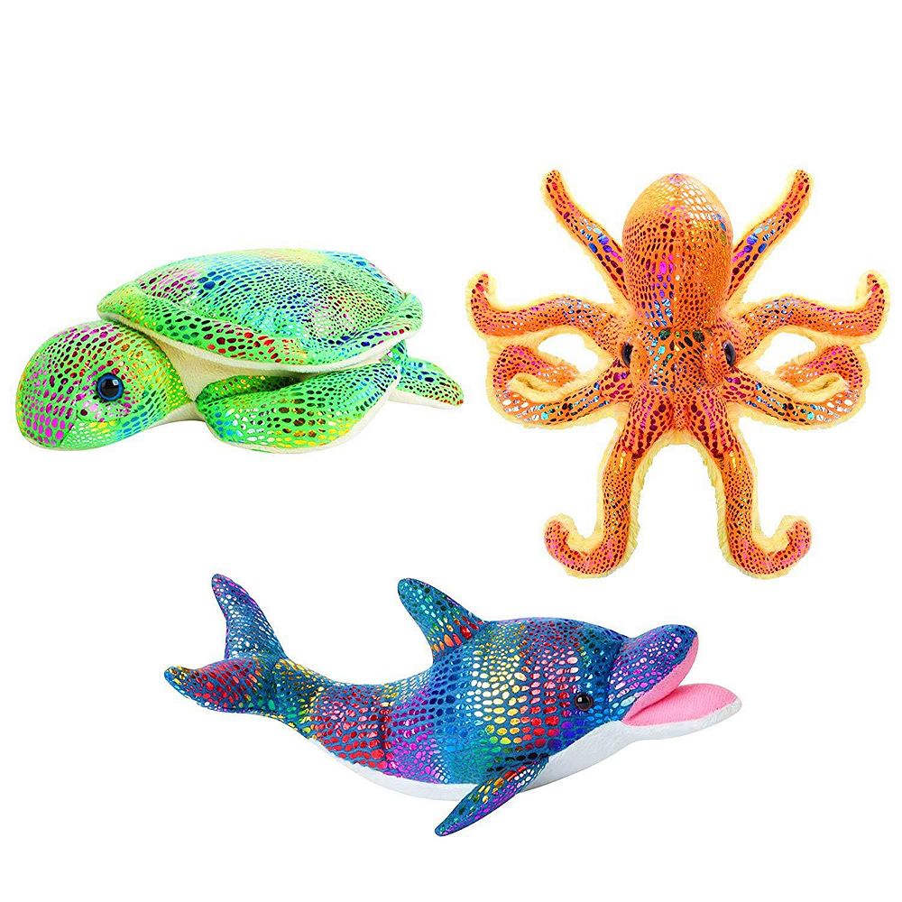 Sea Animals Plush Toys Set Of 3 Ocean Sea Creatures Octopus Dolphin And ...