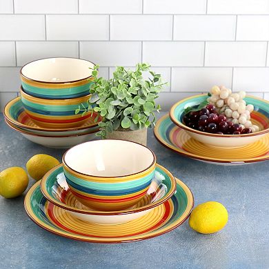 Gibson Home Rainbow 12 Piece Stoneware Dinnerware Set