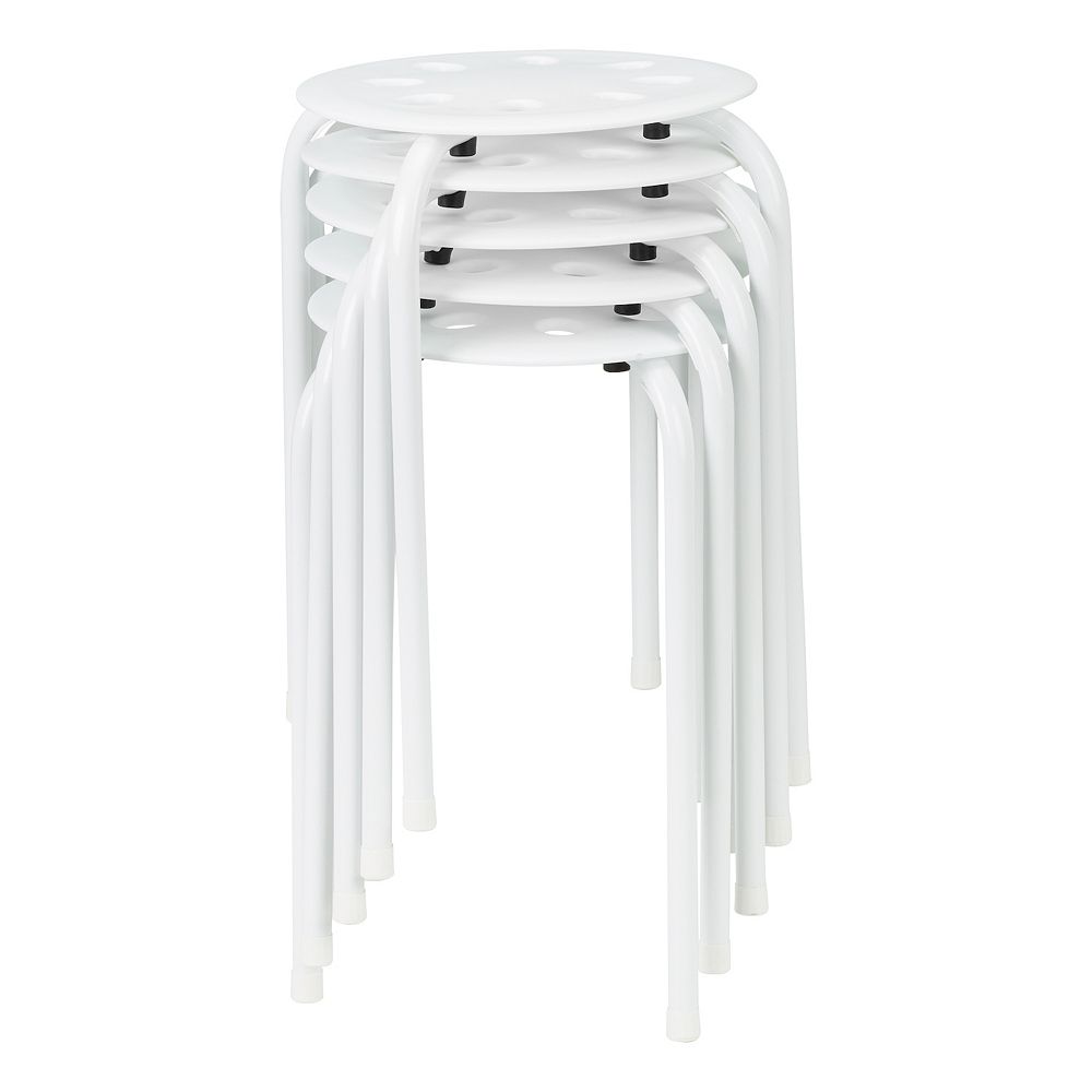 Norwood Commercial Furniture White Stacking Stool Set (Pack of 5)