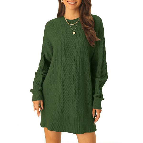 Womens Textured Long Sleeve Above Knee Casual Sweater Dress