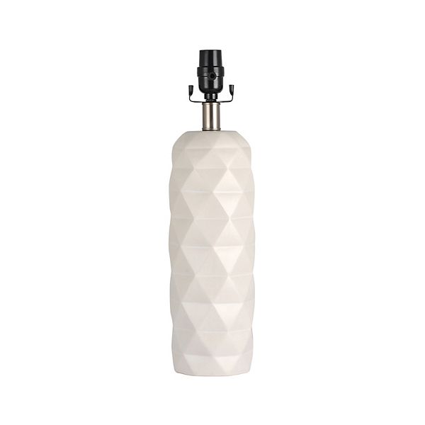 White Ceramic Geometric Column Accent Lamp Base