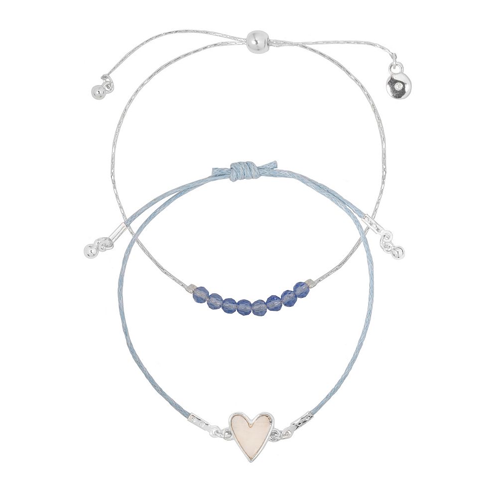 LC Lauren Conrad Simulated Stone Heart & Glitz Bead Adjustable Bracelet ...