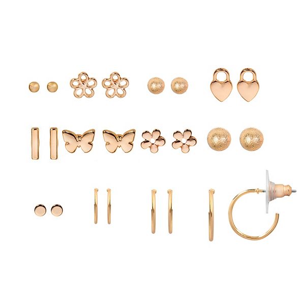 LC Lauren Conrad 12-Pair Butterfly & Flower Themed Earring Set