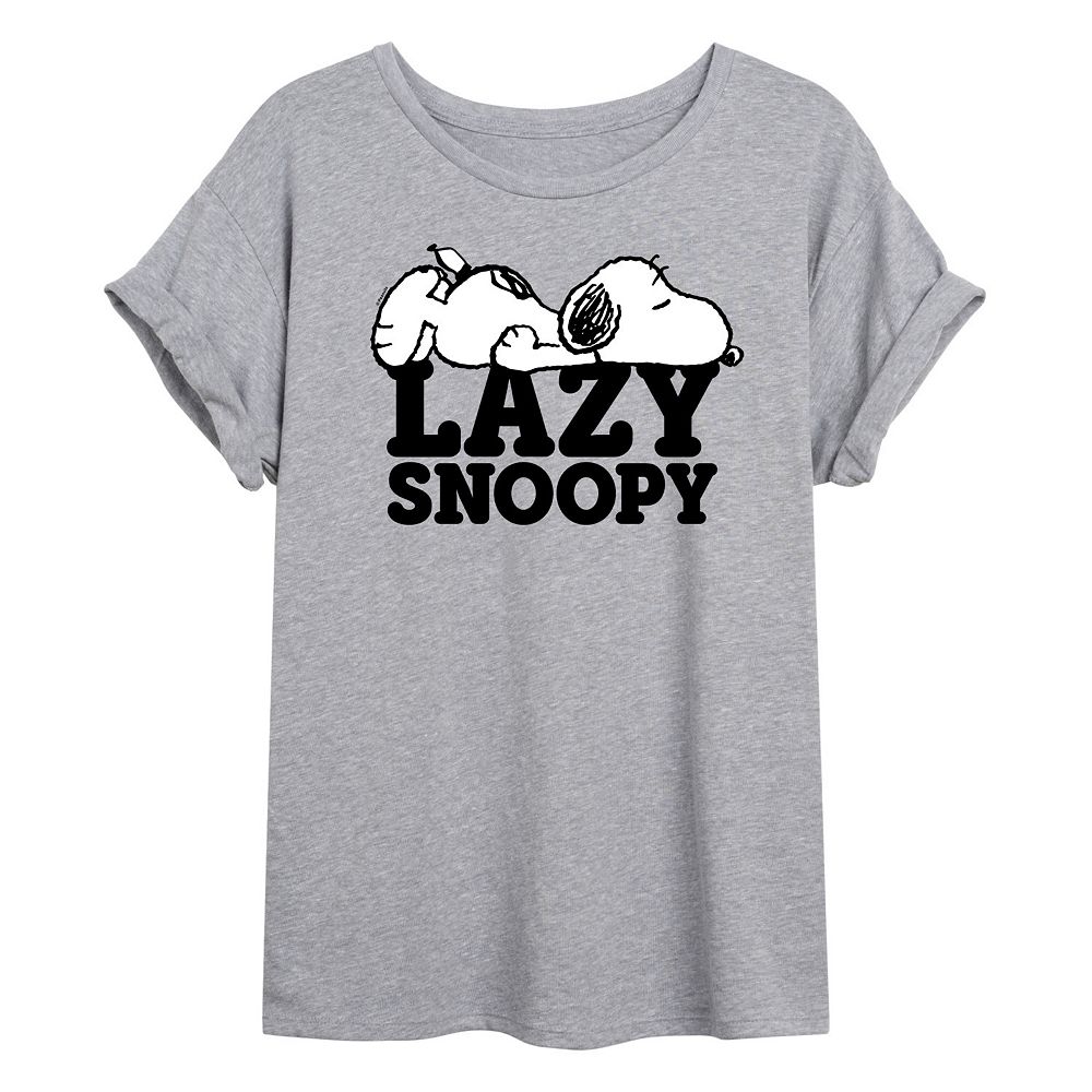 Juniors' Peanuts Lazy Snoopy Oversized Tee